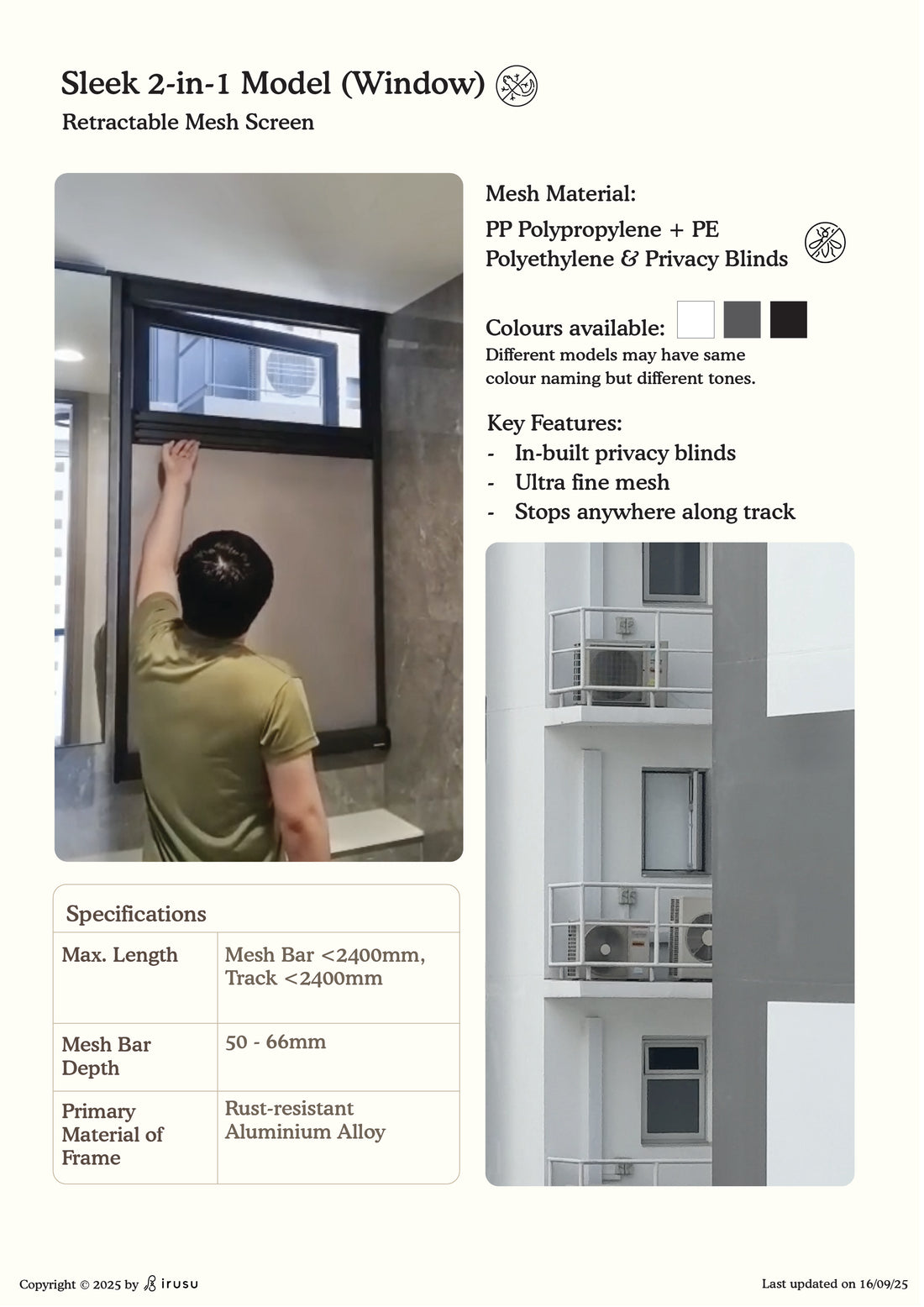 IRUSU Sleek 2-in-1 Model - Insect Mesh Screens – Irusu Window & Door ...