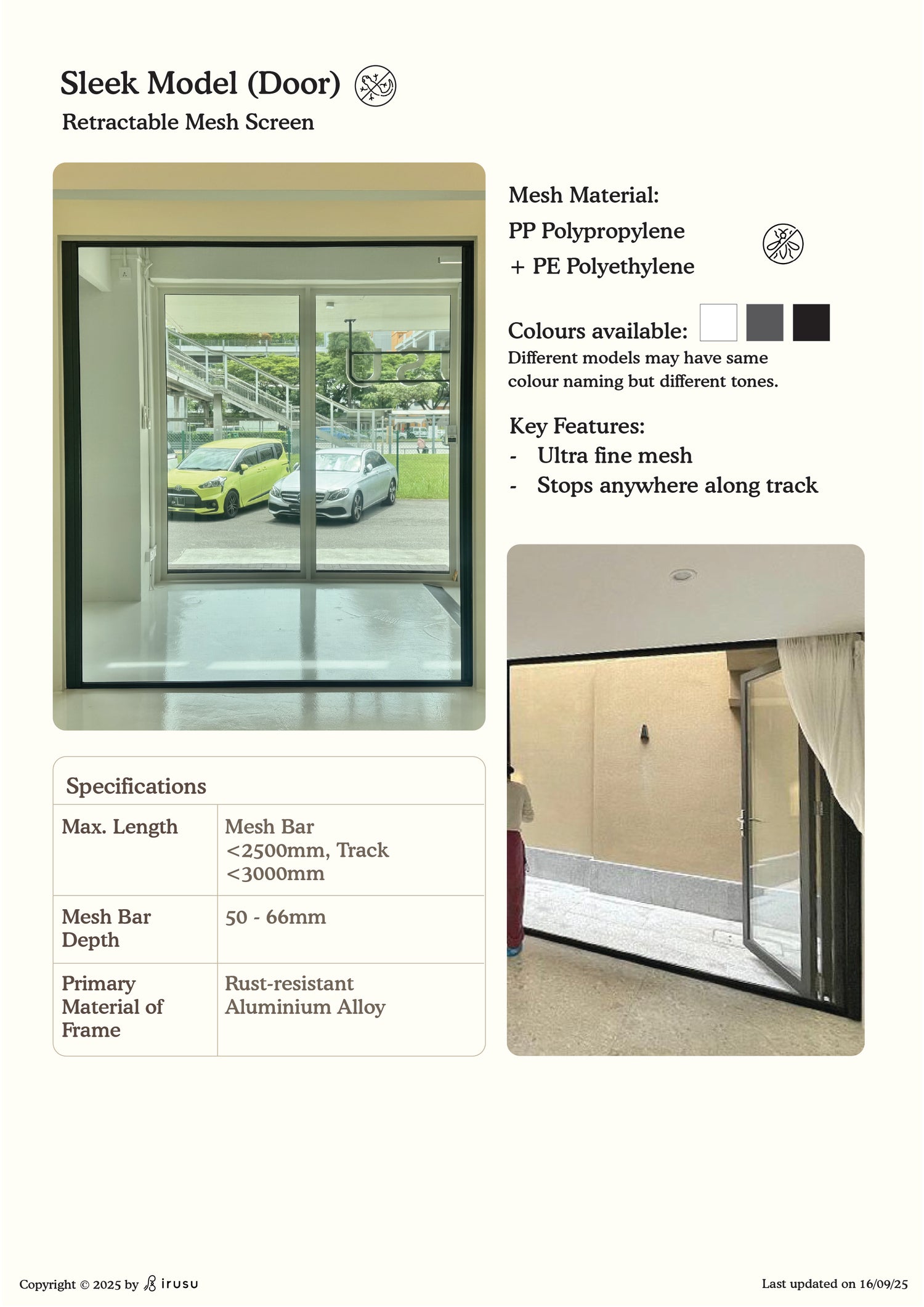 IRUSU Sleek Model - Insect Mesh Screens – Irusu Window & Door Mesh Screens